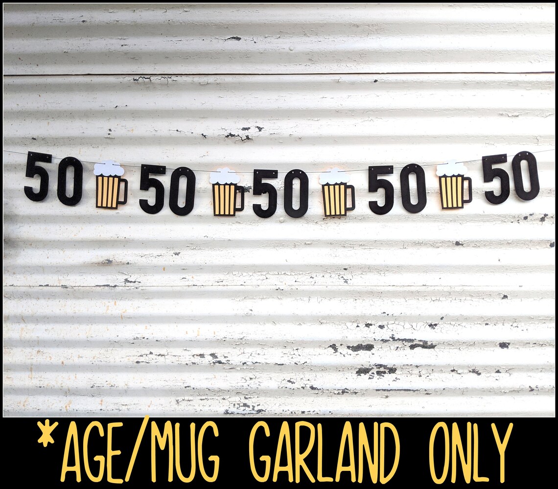 Beer Birthday Banner ∙ Beer & Age Garland ∙ Beer Mug Banner ∙ 21 Years ...