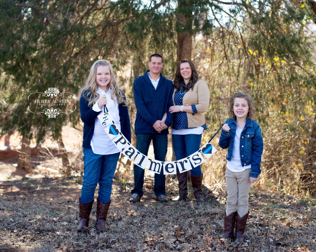 Last Name Banner Family Sign Police Decor Rustic Garland Family Photo ...