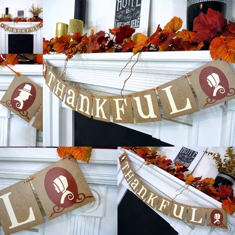 Thanksgiving Banners Thankful Banner Pilgrims Fall Decor | Etsy