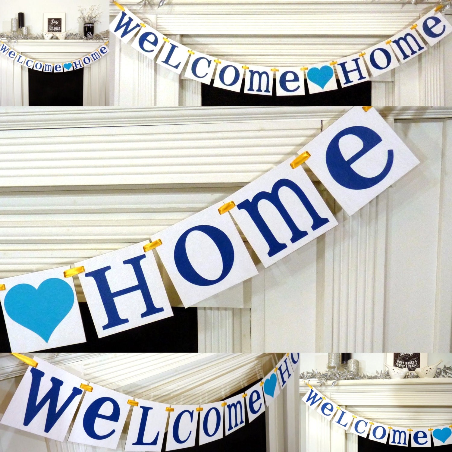 Welcome Home Sign / Garland / Banner / Photo Prop / Fireplace Decor ...