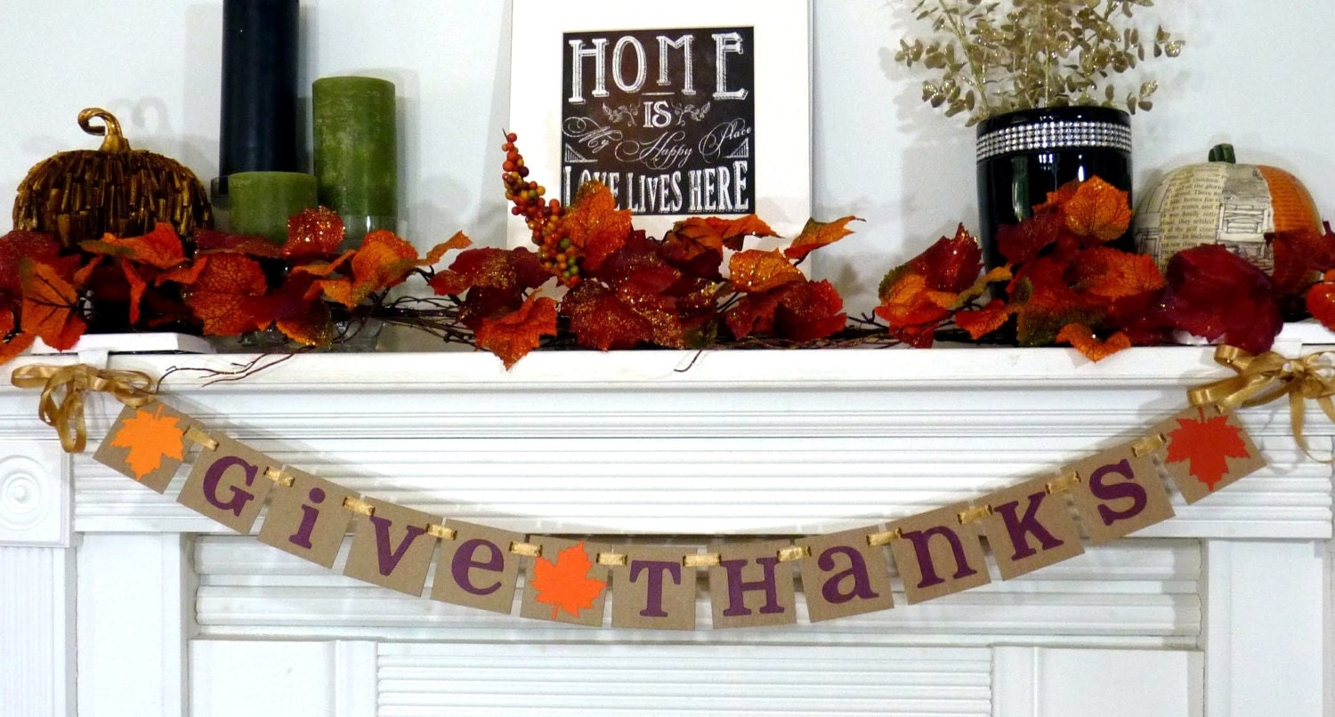 Thanksgiving Decorations Banner Give Thanks Sign | Etsy