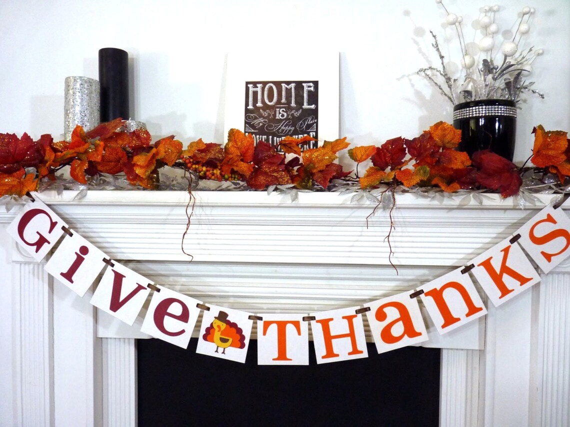 Thanksgiving Decorations Banner Give Thanks Banner - Etsy