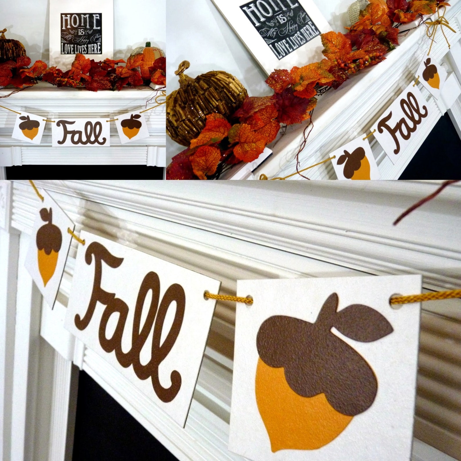 Thanksgiving Decorations Banner - Fall Themed Banner Acorns ...