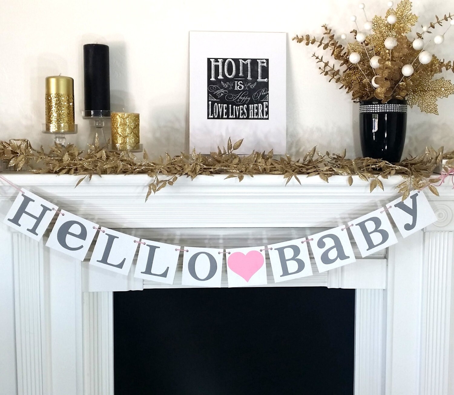 Hello Baby Banner / Baby Shower / Nursery Sign Decoration / Rustic Baby ...