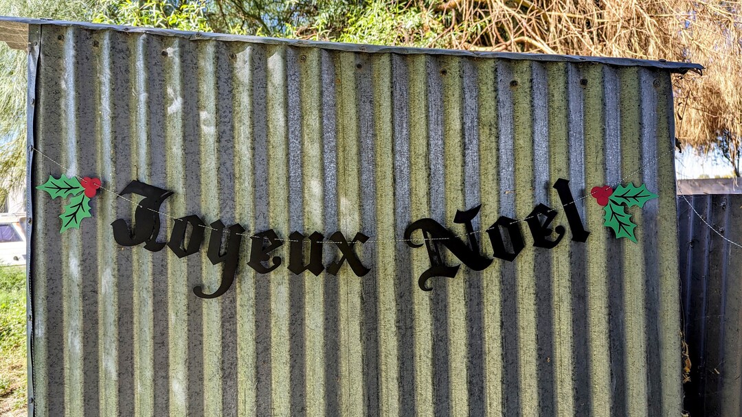 JOYEUX Noel Christmas Banner, Holly Decor, Goth Christmas Banner ...
