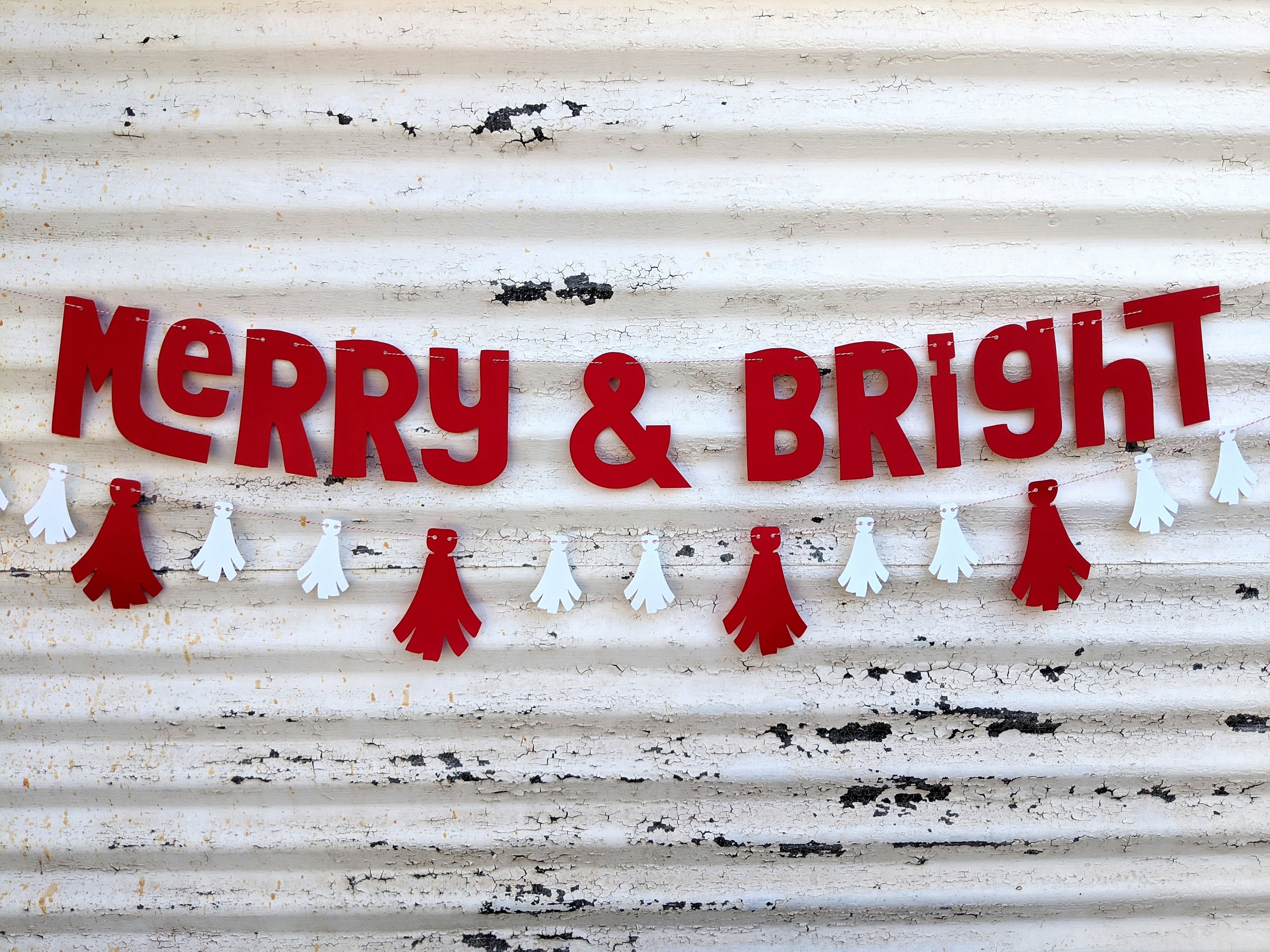 Christmas Banner Merry & Bright Banner Red Merry Christmas | Etsy