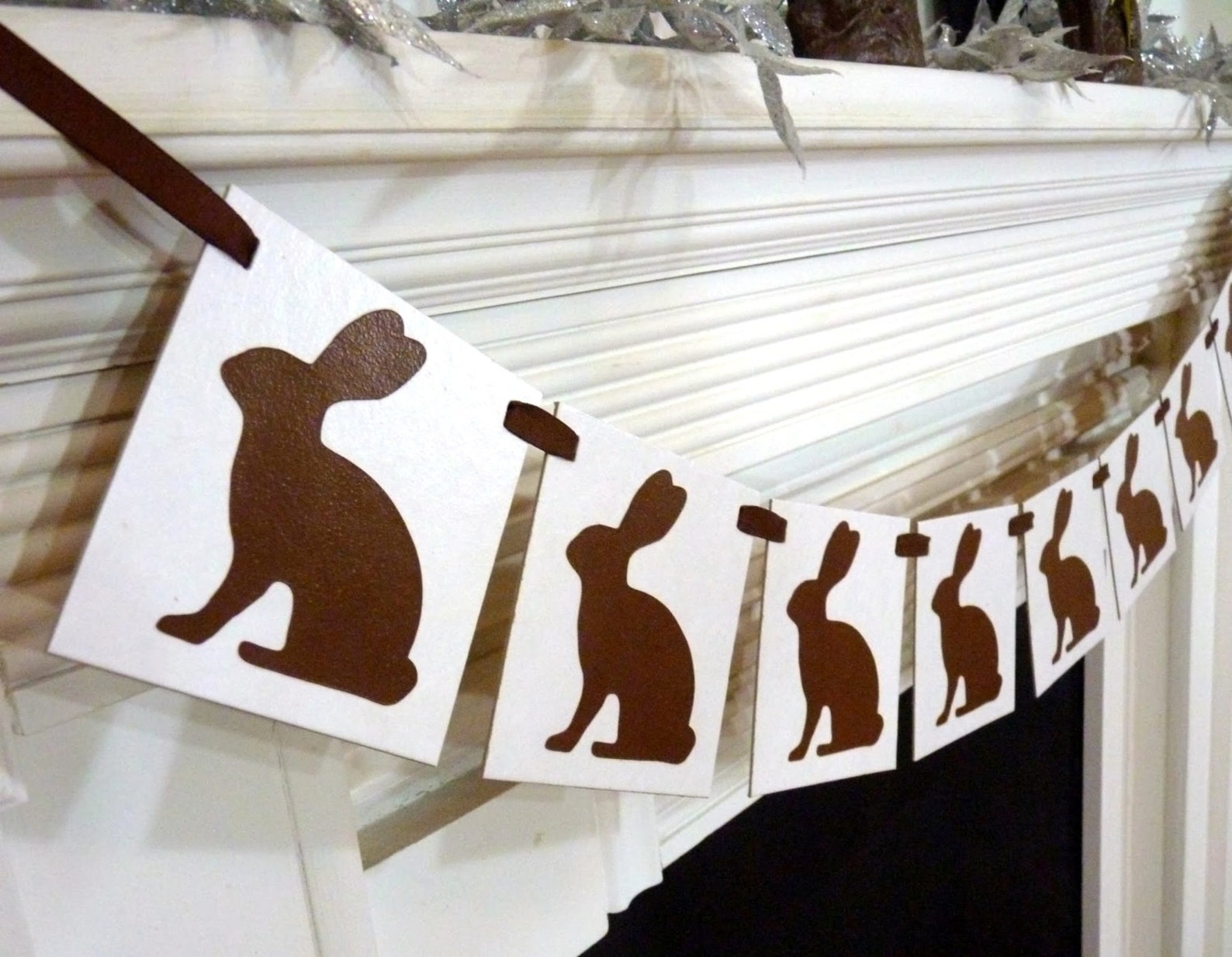 Happy Easter Decoration / Chocolate Bunnies Banner / Easter Banner ...