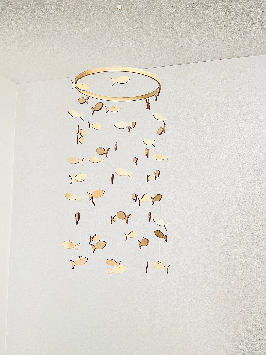 Wood Fishing Baby Mobile, Marine Crib Mobile Nursery, Night Baby Mobile ...
