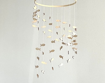 Gold Silver Fish Baby Mobile, Marine Crib Mobile Nursery, Night Baby ...