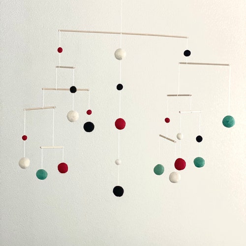 Kinetic Mobile Modern Mobile Felt Wool Ball Mobile Pom Pom - Etsy