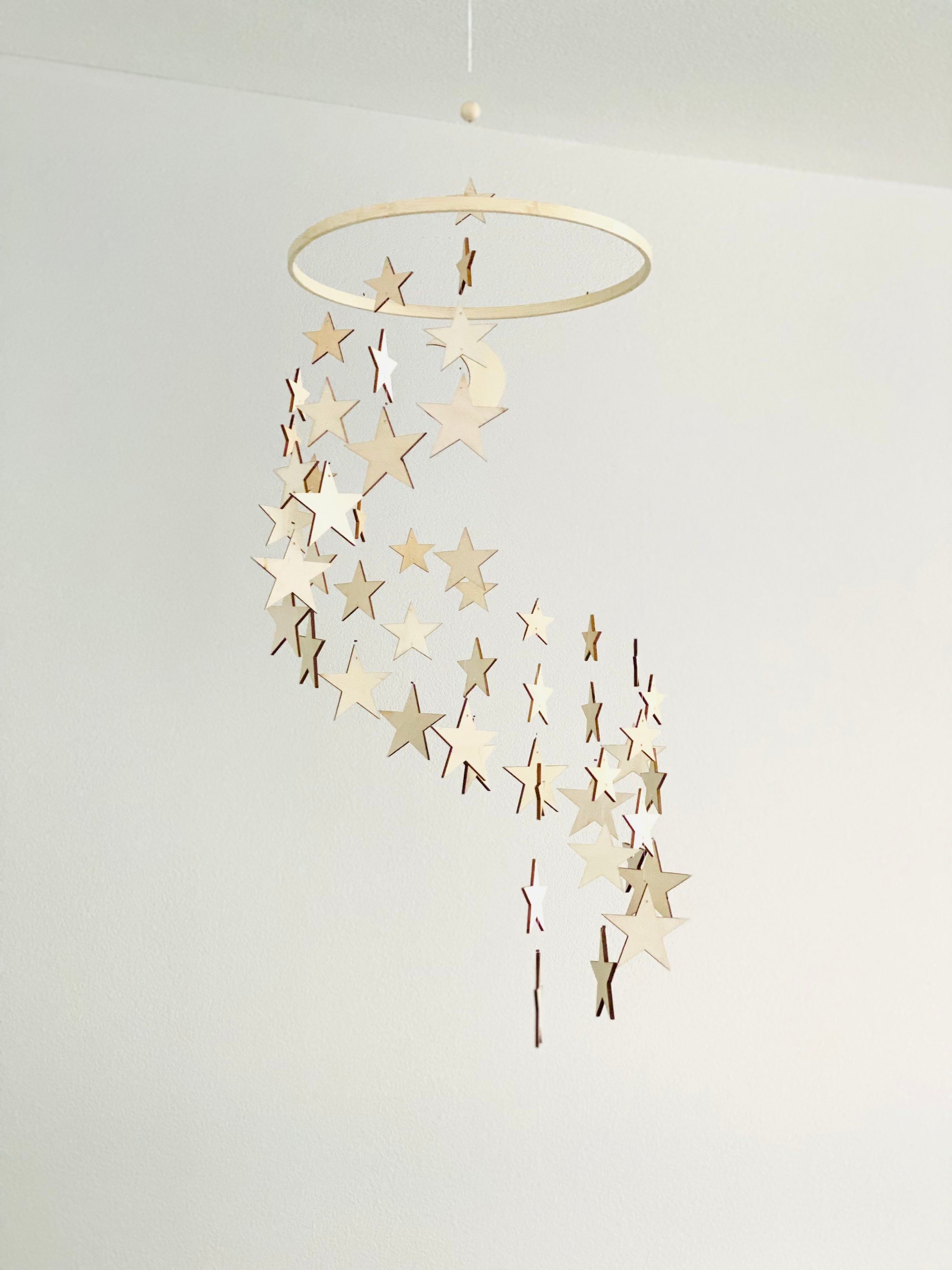 Wood Stars Baby Mobile Stars and Moon Mobile Nursery Night - Etsy