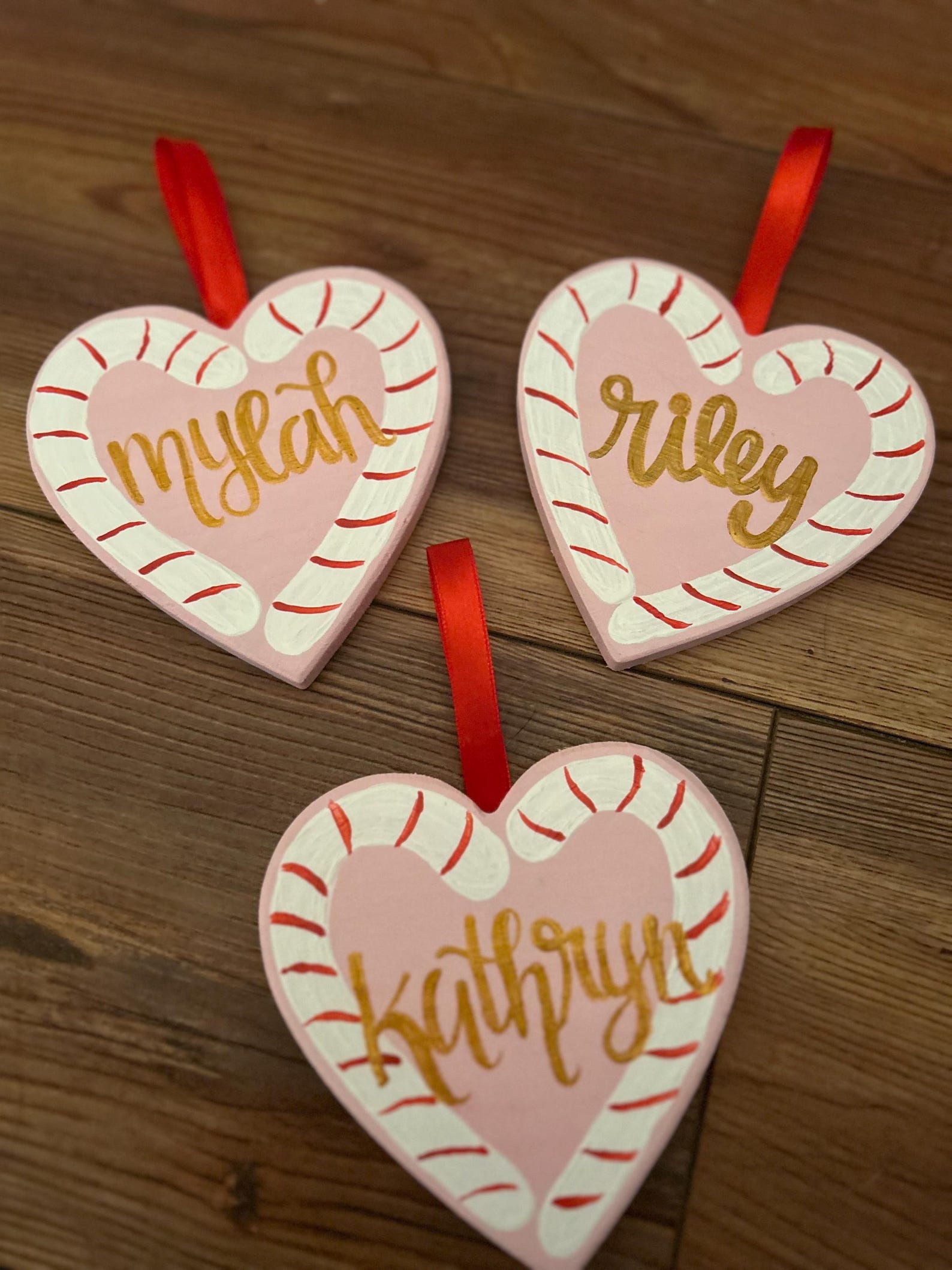 Heart Candy Cane Christmas Ornament Handpainted - Etsy