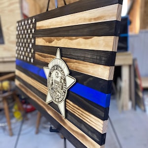 Chicago Police Blue Line Wood Flag - Law Enforcement Gift - Etsy