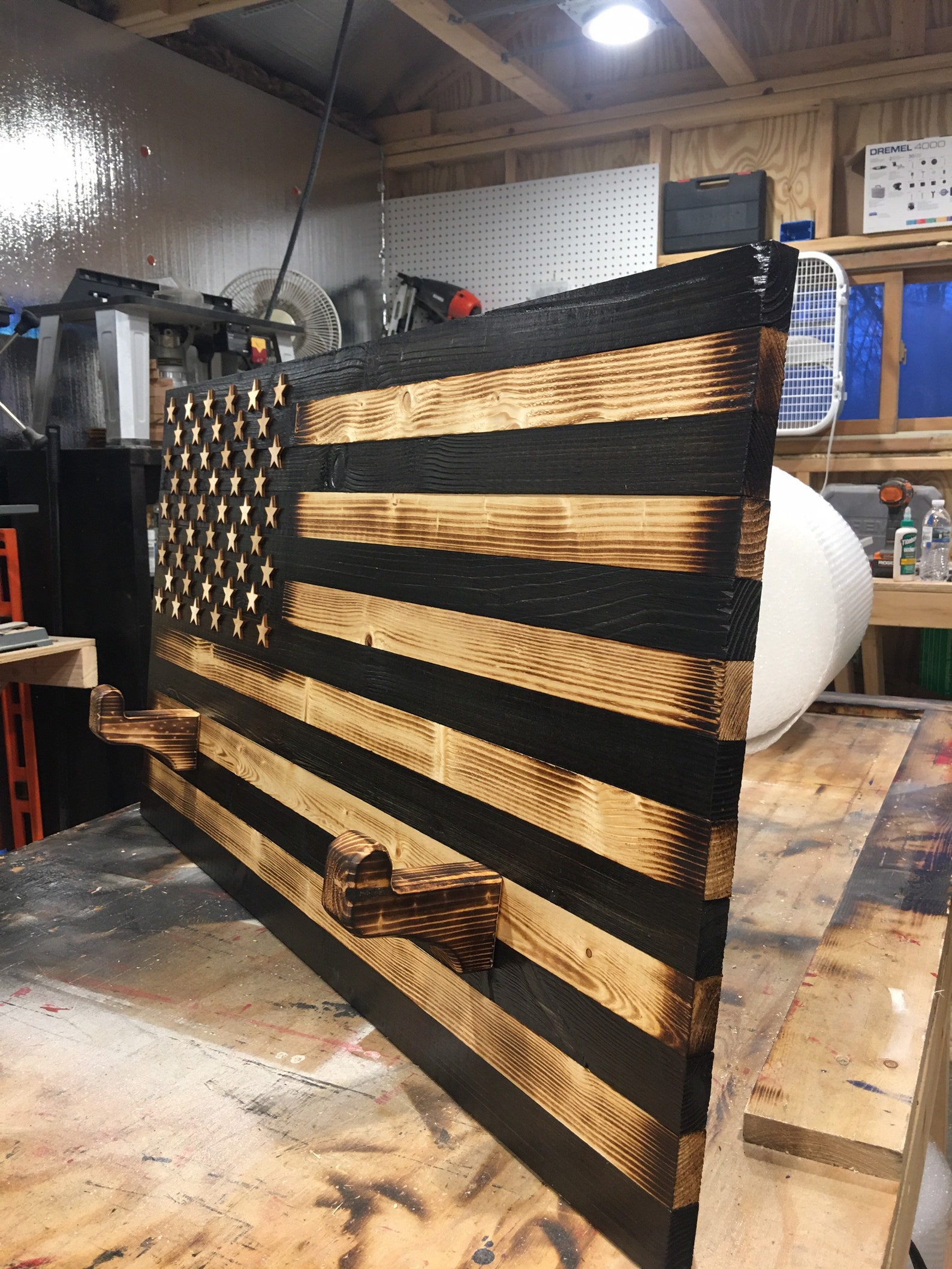 36x20 Subdued Rustic American Flag Gun Rack Bow Rack | Etsy