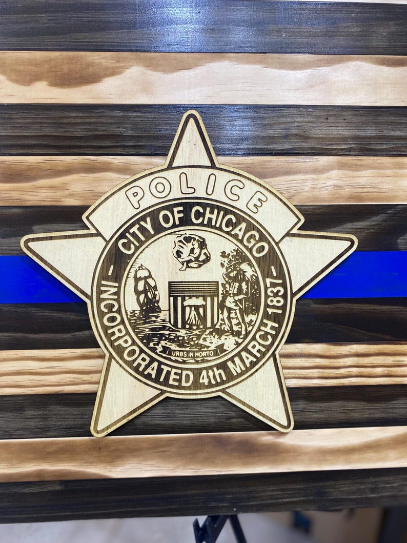 Chicago Police Blue Line Wood Flag - Law Enforcement Gift - Etsy
