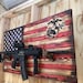 Rustic American Flag Gun Rack. Compound Bow Rack With Military Logo ...