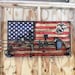 Rustic American Flag Gun Rack. Compound Bow Rack With Military Logo ...