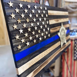 Chicago Police Blue Line Wood Flag - Law Enforcement Gift - Etsy
