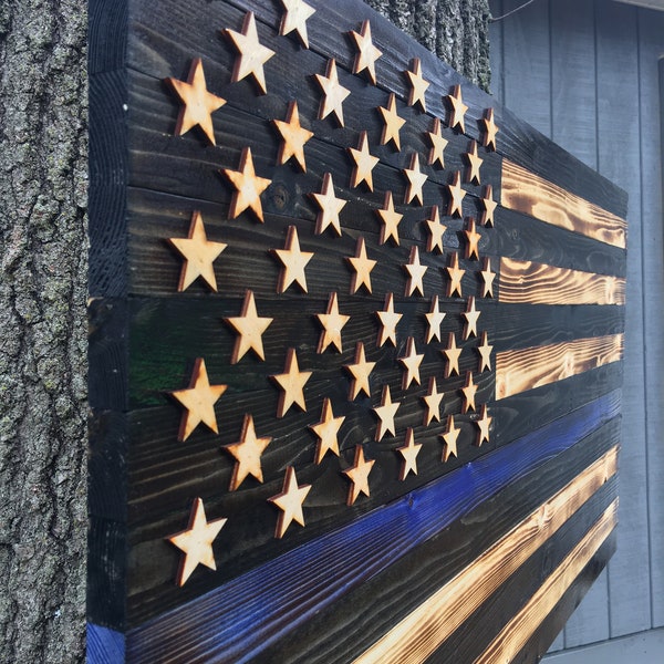 Wooden Thin Blue Line Flag - Etsy