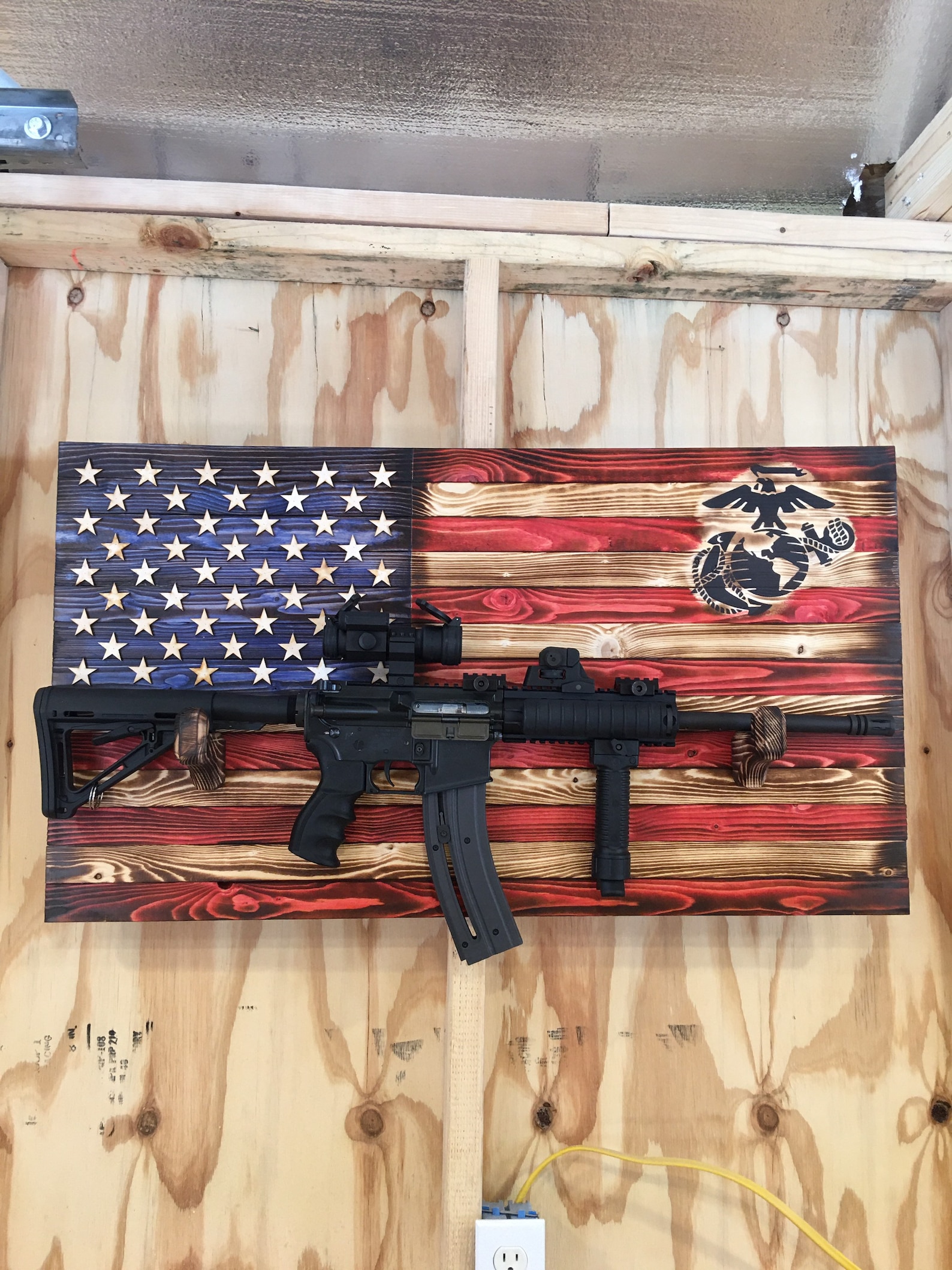 Rustic American Flag Gun Rack. Compound Bow Rack With Military | Etsy