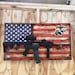 Rustic American Flag Gun Rack. Compound Bow Rack With Military Logo ...