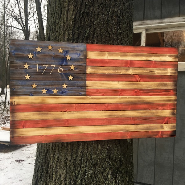 Wooden American Flag 1776 - Etsy