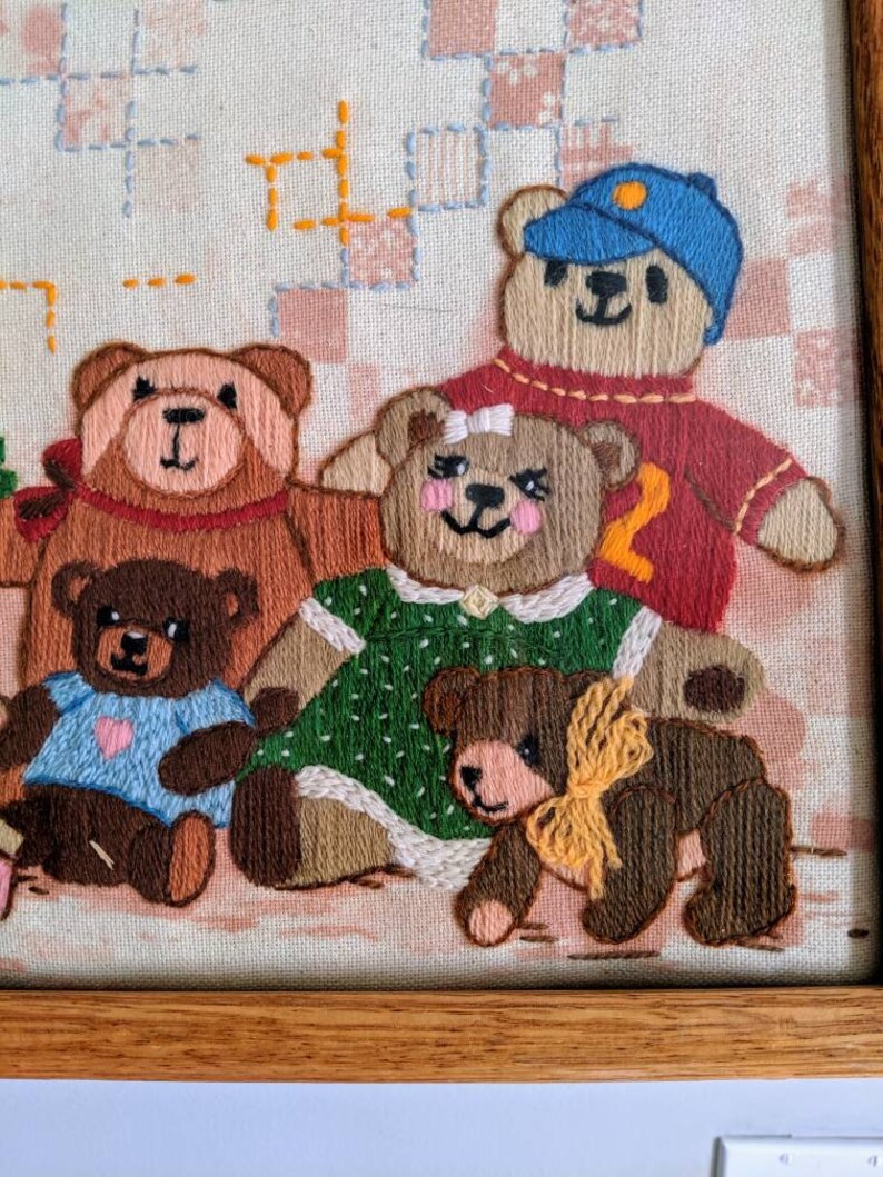 Vintage Needlepoint Teddy Bears Kids Needlepoint Nursery | Etsy