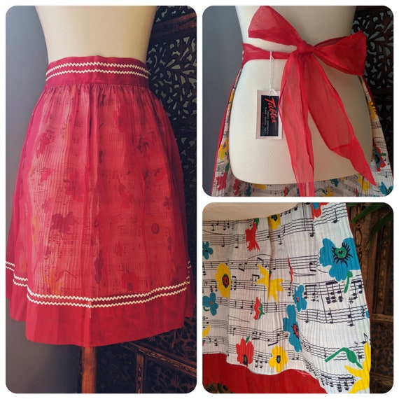 Vintage Apron Half Apron Fancy Apron Kitchen Apron Vintage Kitchen Cooking Apron Pleated Apron Apron With Pocket Red Apron Etsy