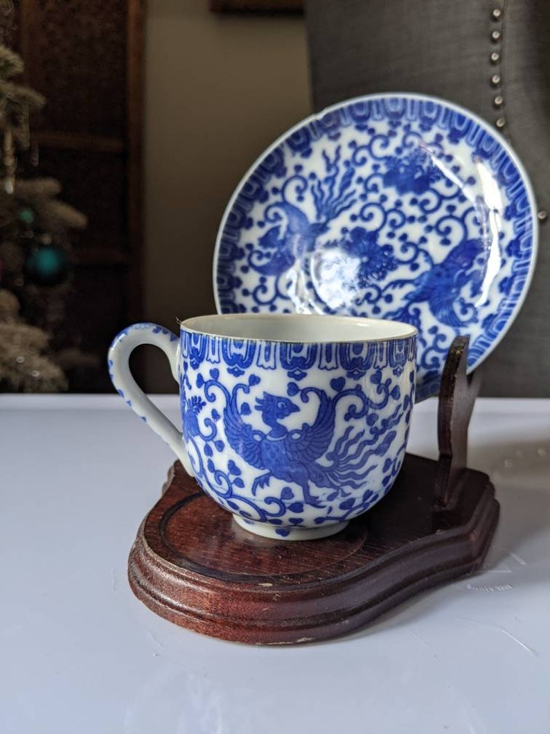 Vintage Phoenix Bird Phoenix China Chinoiserie Cup and - Etsy