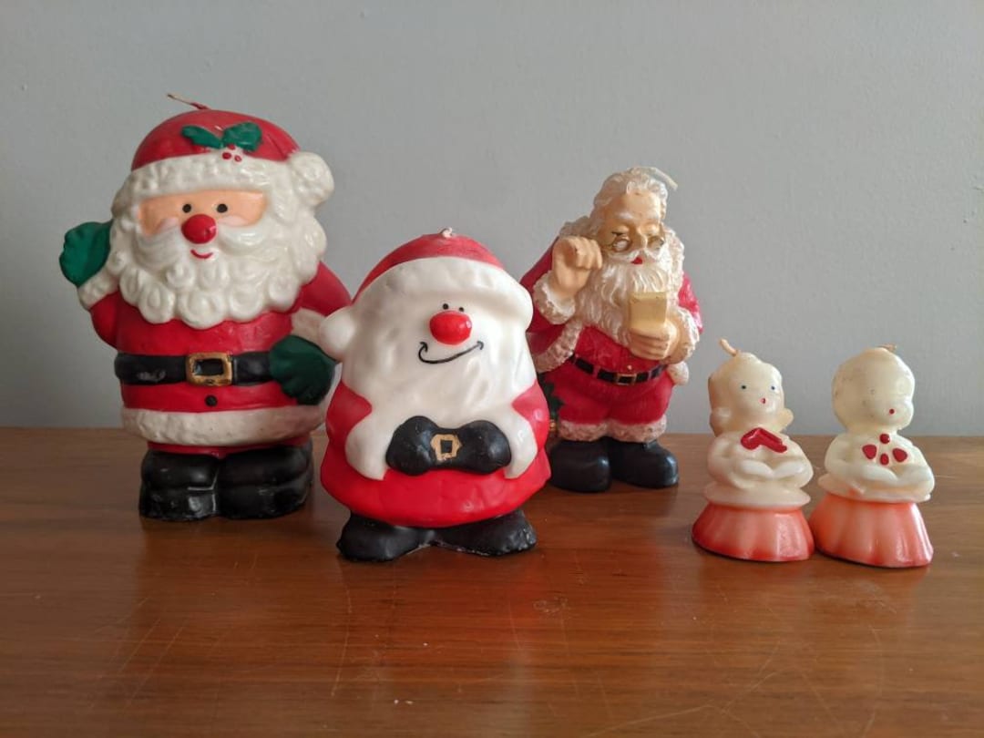 Vintage Christmas Candles, Large Santa Candle, Santa Claus Candle, Tree ...