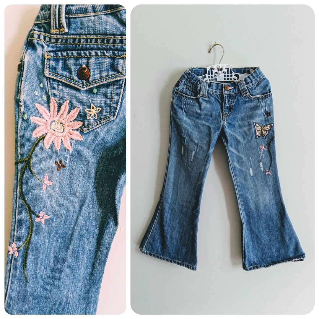 Girl Jeans, Size 5 Jeans, Back to School, Embroidered Jeans, Girl Denim ...