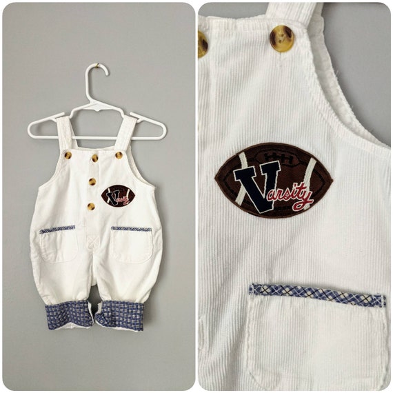 Football Overalls, 3-6m, Baby Overalls, Vintage Overa… - Gem