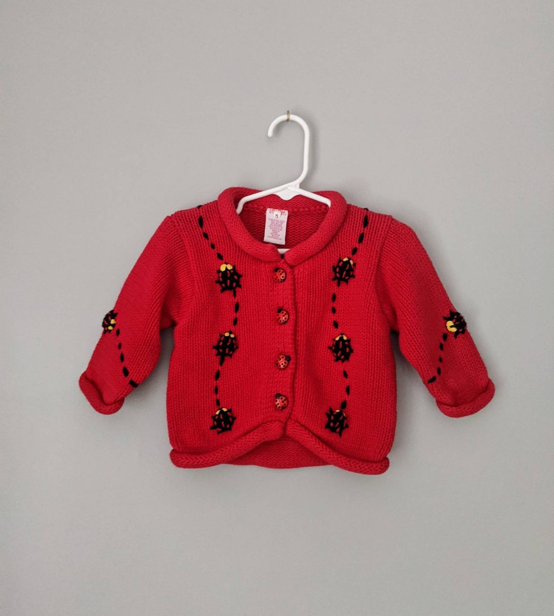 Vintage Sweater 18m Vintage Cardigan Ladybug Sweater - Etsy