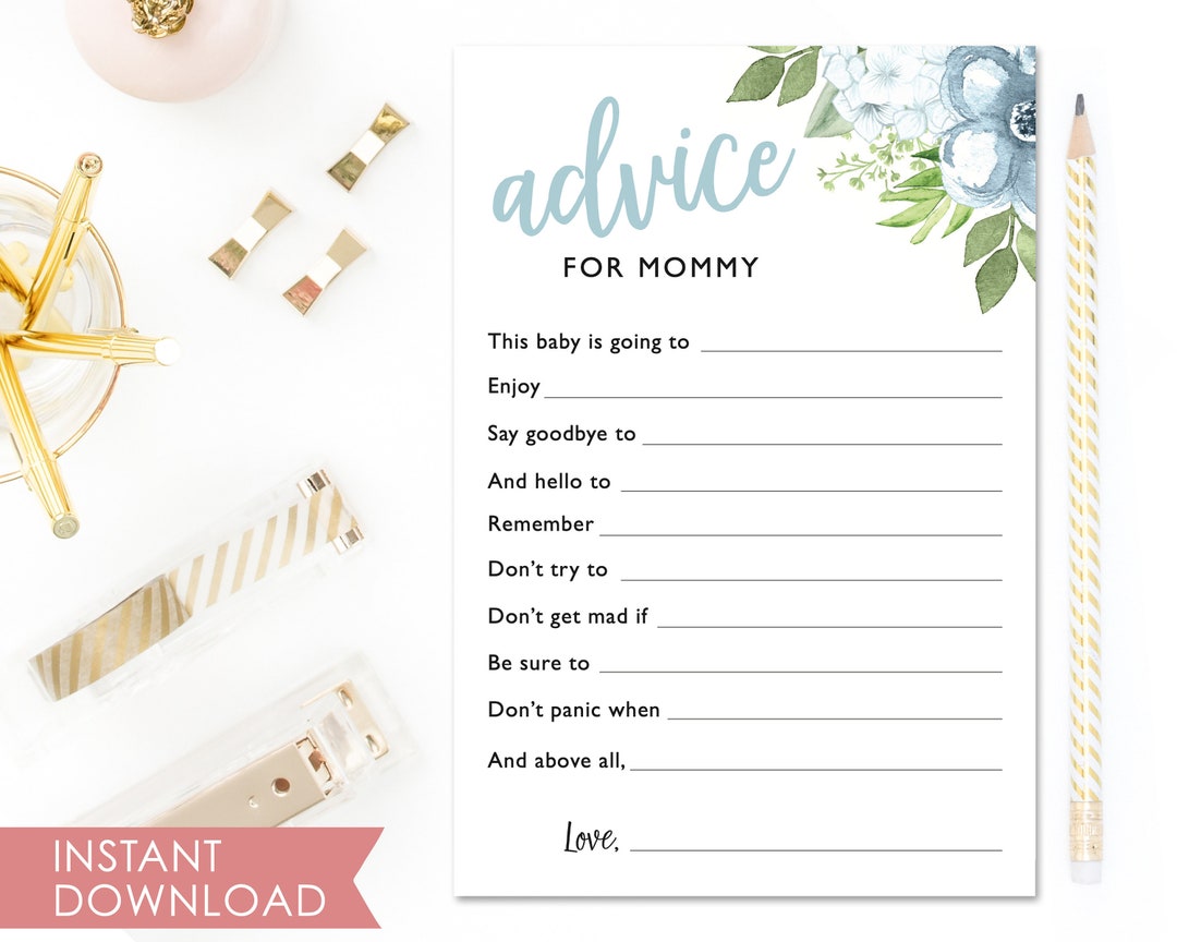 Printable Baby Shower Game Advice for Mommy Card Instant - Etsy