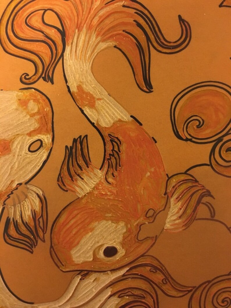 Yin and Yang Koi Fish Linocut - Etsy