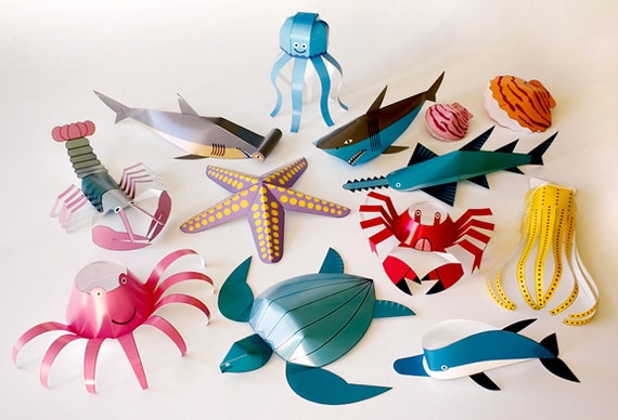 Ocean DIY Paper Craft Kit 3D Paper Toys Colourful | Etsy