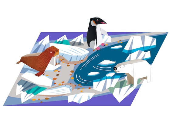 Polar Animals DIY Paper Craft Kit 3D Paper Toys | Etsy Canada