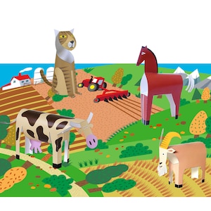 Farm | DIY Paper Craft Kit | 3D Paper Toys | Colourful Cutouts to ...