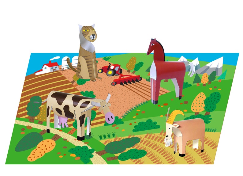 Farm | DIY Paper Craft Kit | 3D Paper Toys | Colourful Cutouts to ...