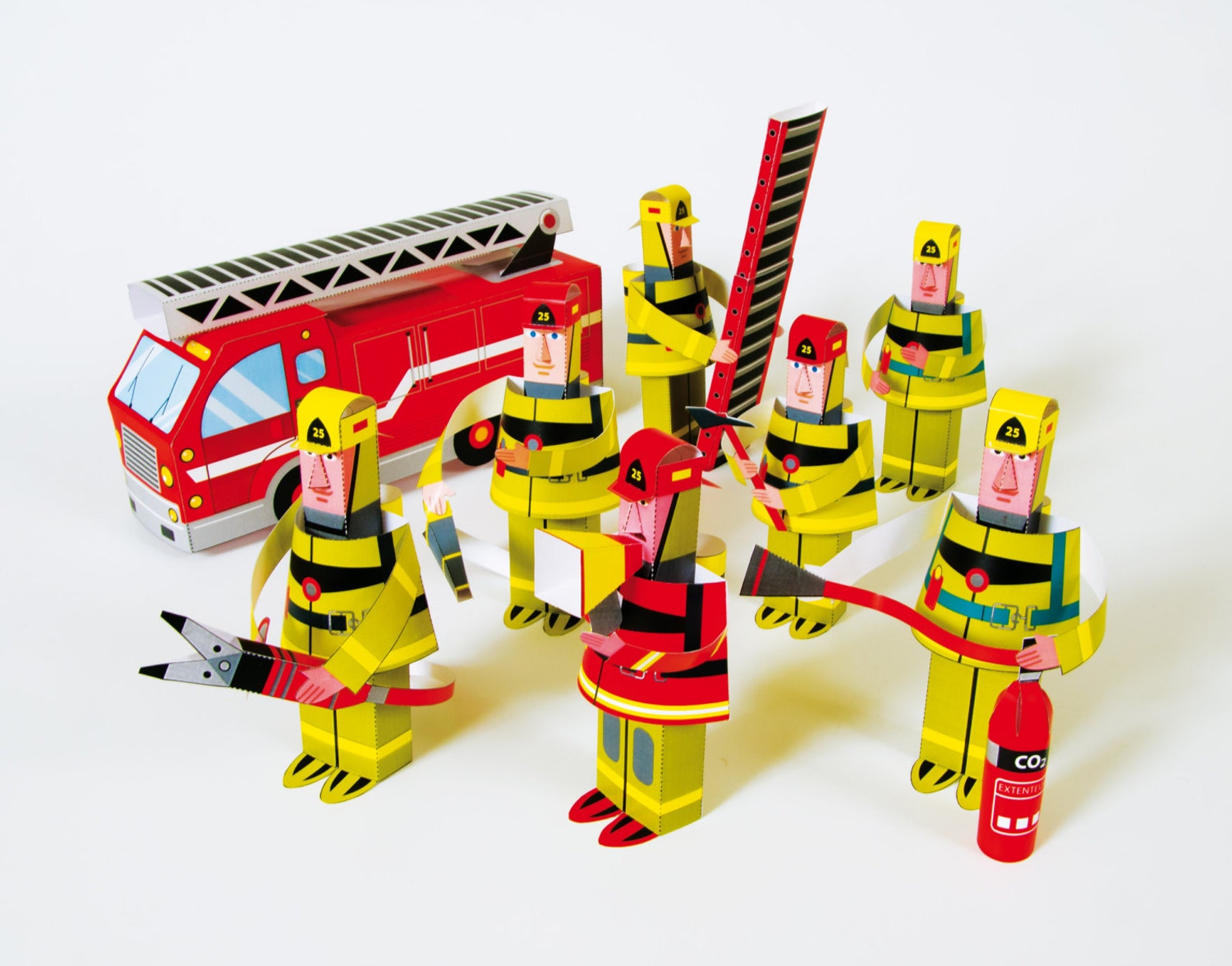 Firefighters | DIY Paper Craft Kit | 3D Paper Toys | Colourful Cutouts ...