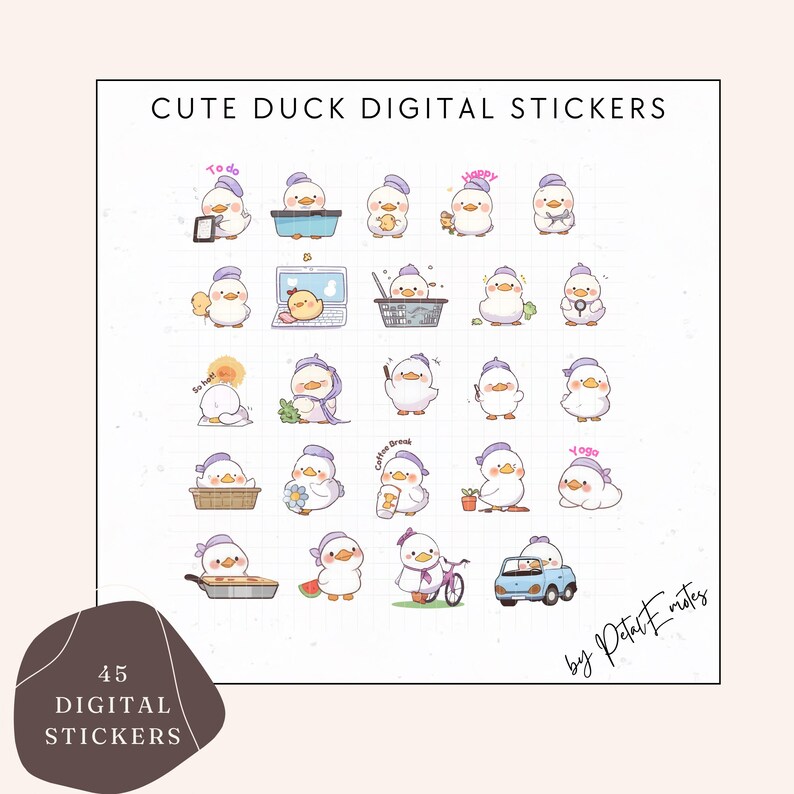 Cute Duck Digital Sticker Sets Suitable for Goodnotes, Notability ...