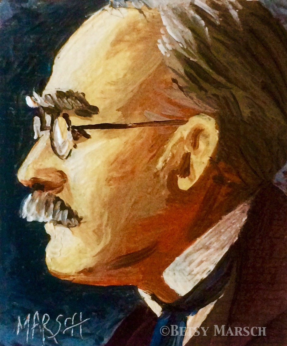 Mini Rudyard Kipling Portrait Painting, Framed - Etsy