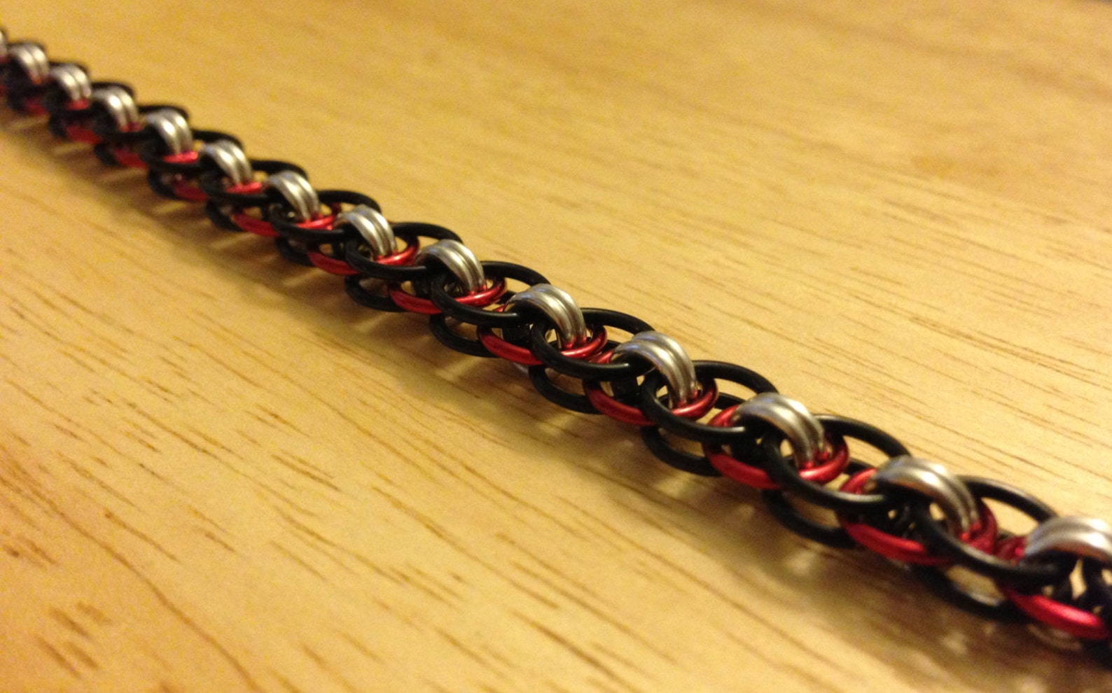 Red and Black Helm Weave Chainmaille Bracelet - Etsy