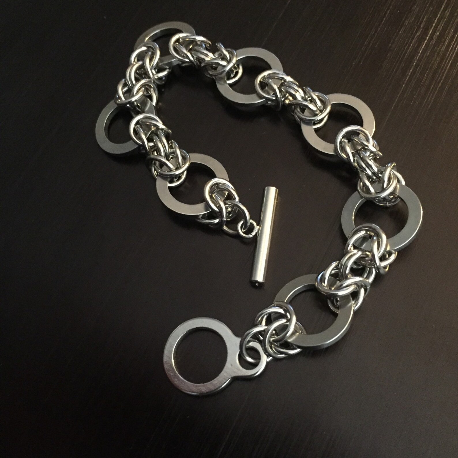 Stainless Steel Byzantine and Washers Chainmaille Bracelet - Etsy