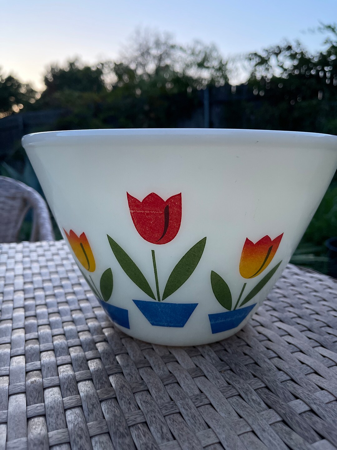 Vintage Fire King Tulip Pattern Mixing Bowl - Etsy