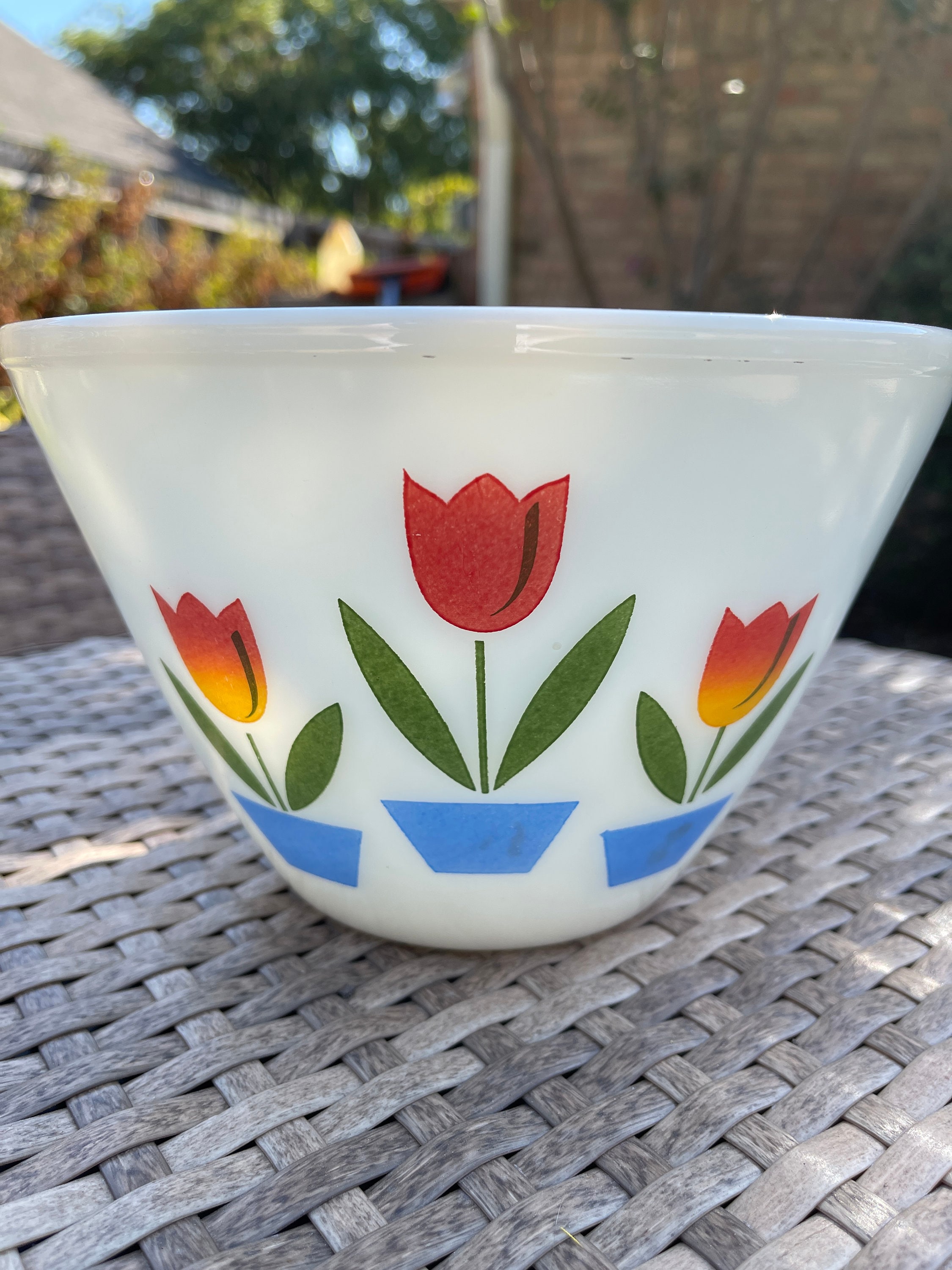 Vintage Fire King Tulip Patttern Bowl - Etsy