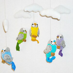 Baby Mobile Bird Crochet Bird Crib Unisex Nursery Decor Mobile Clouds ...