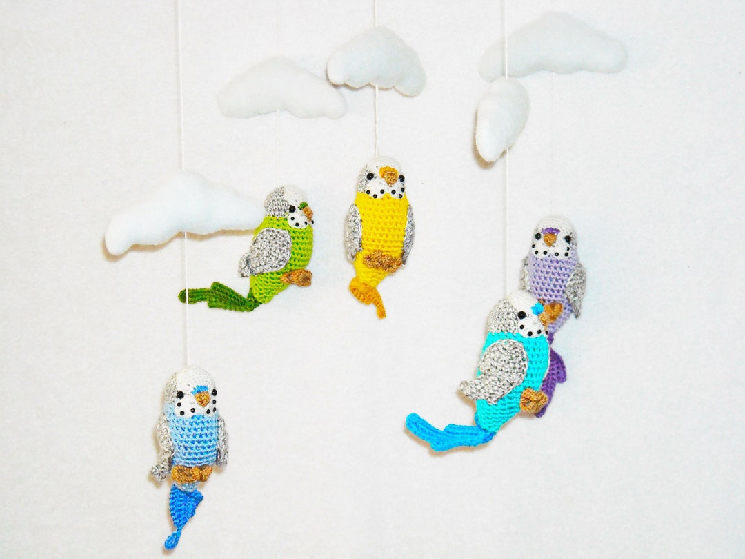 Baby Mobile Bird Crochet Bird Crib Unisex Nursery Decor Mobile Clouds ...