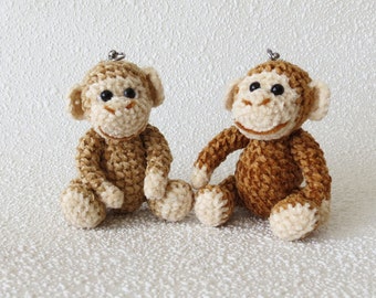 Monkey Crochet Keychain Crochet Monkey Monkey Amigurumi - Etsy