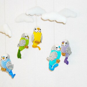 Baby Mobile Bird Crochet Bird Crib Unisex Nursery Decor Mobile Clouds ...